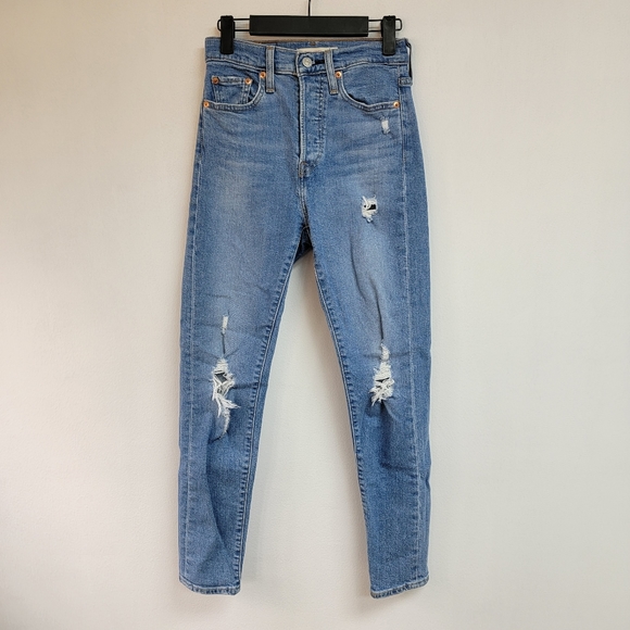 Levi's | Jeans | Levis Womens Wedgie Skinny High Rise Jeans Sz 25 Button Fly Med Wash Distressed ...